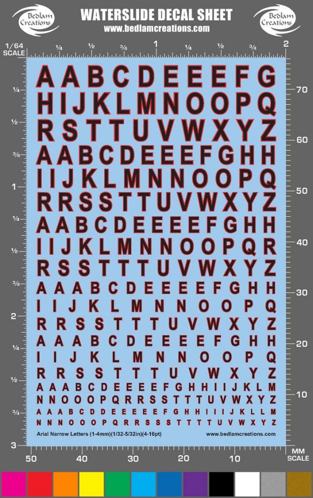 Letter Waterslide Decals - Bedlam Creations